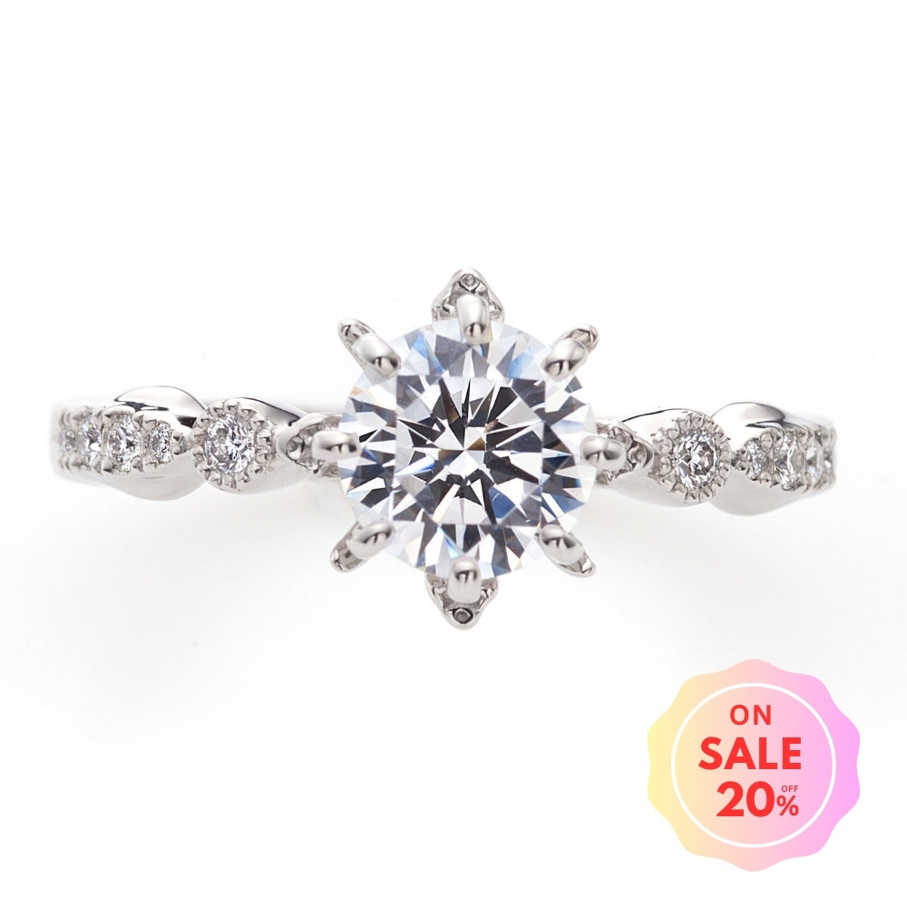 〈ECTRAD17°〉Platinum Engagement Ring with 1.0ct Lab-Grown + 0.1ct Side – AGLOBE