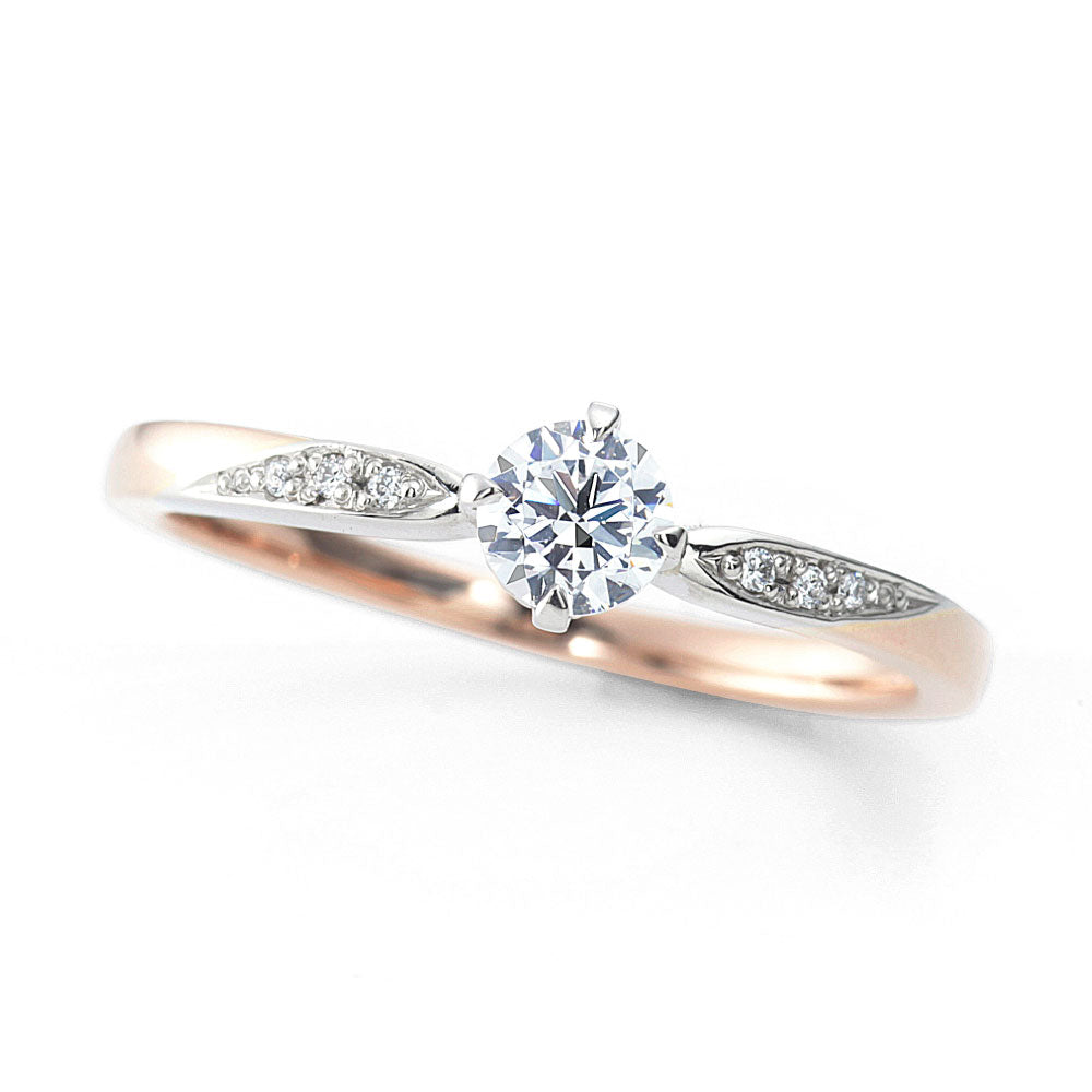 〈ESTEEM〉Two-tone Engagement ring with 0.30ct lab diamond & natural sid ...