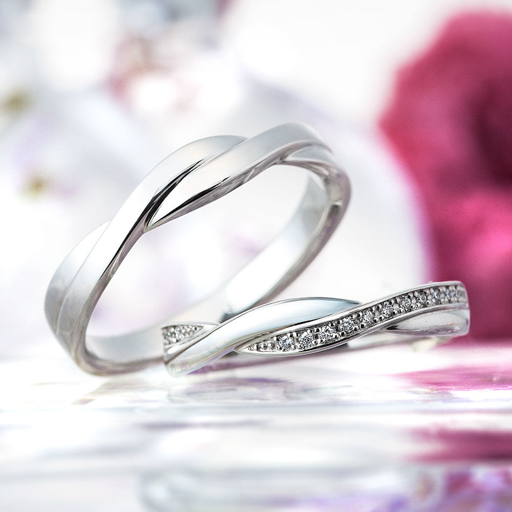 〈Rose absolute〉Platinum Wedding Rings – Women’s with 0.05ct Diamond ...